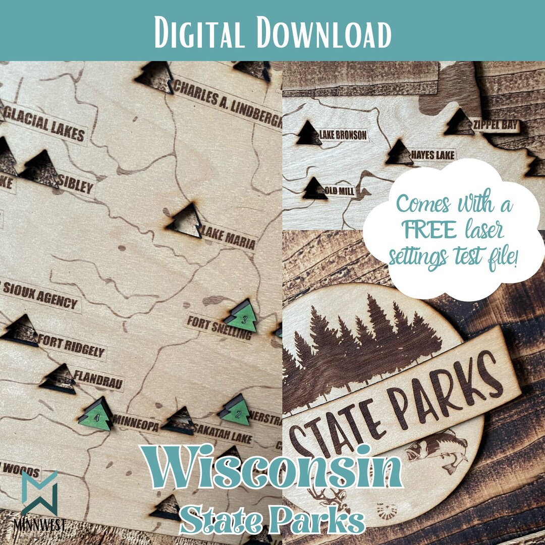 Wisconsin State Parks Map Visit Tracking Digital Files: Svg, Png, Jpeg ...