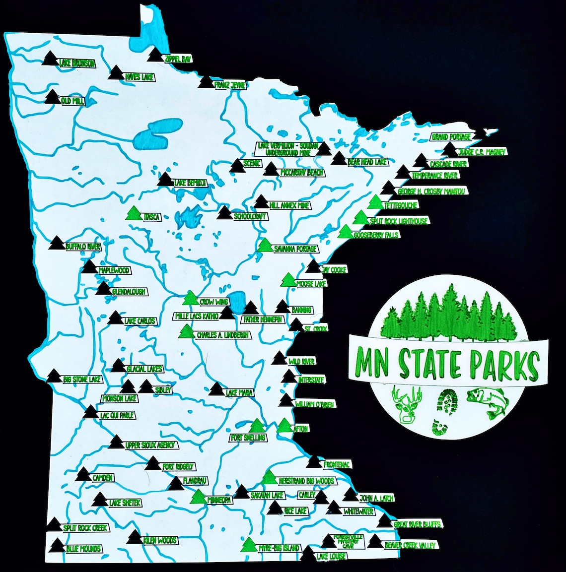 Minnesota State Parks Map Visit Tracking Digital Files: Svg, Png, Jpeg ...