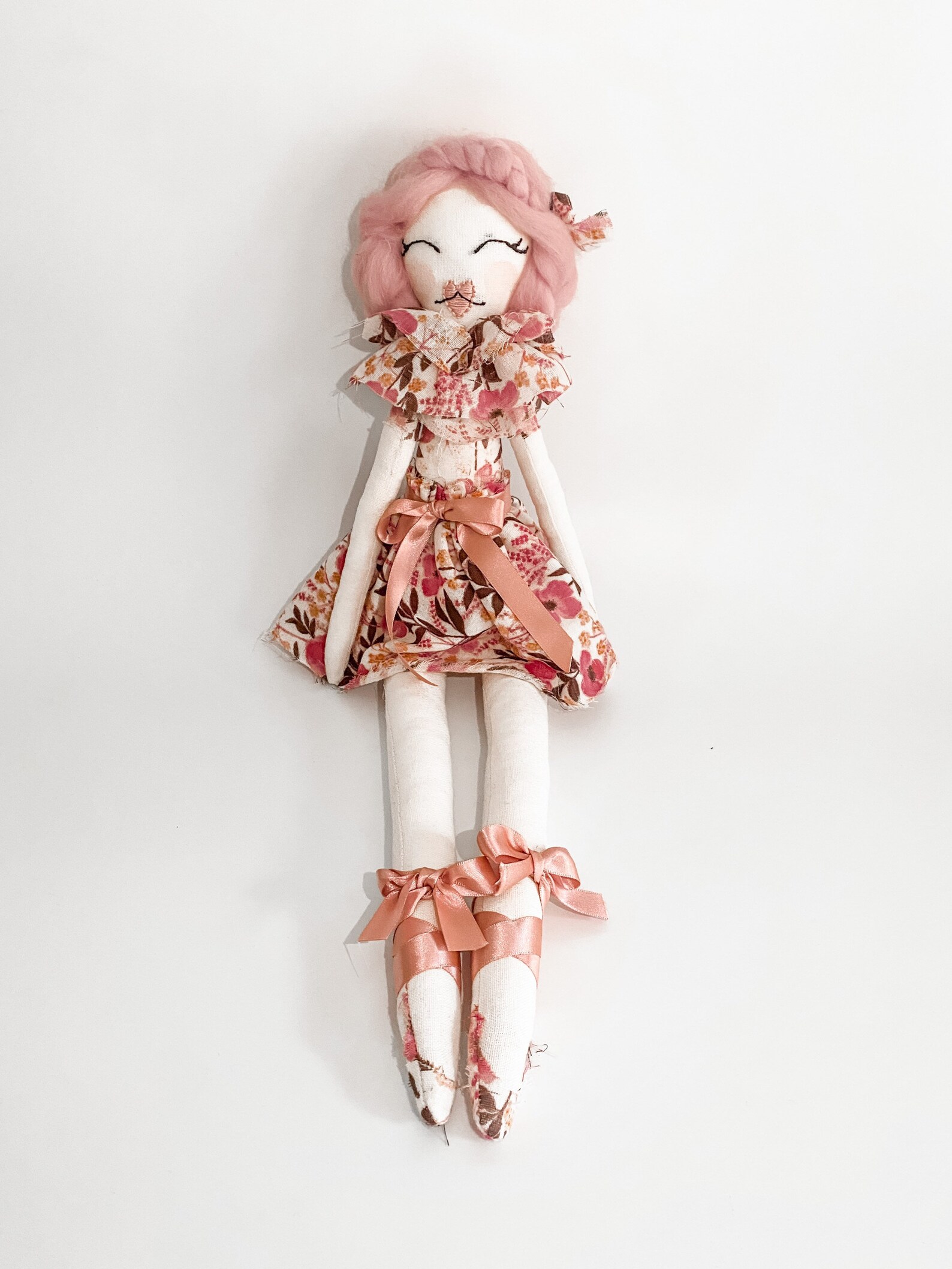 Handmade Ragdoll Pink Heirloom Doll Floral Cloth Doll - Etsy