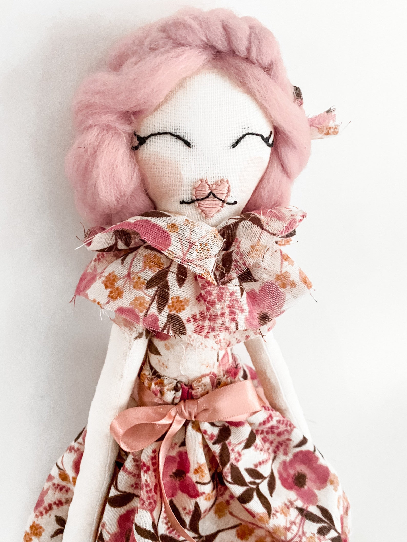 Handmade Ragdoll Pink Heirloom Doll Floral Cloth Doll - Etsy