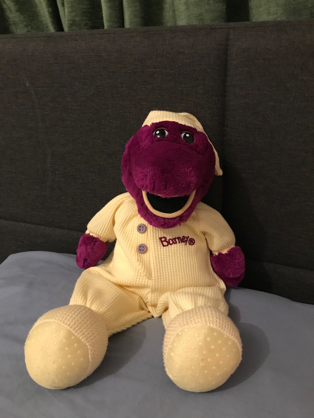 Vintage 90s Lyon’s Plush Bedtime Barney Toy, Barney in Pjs Toy , Sleepy ...