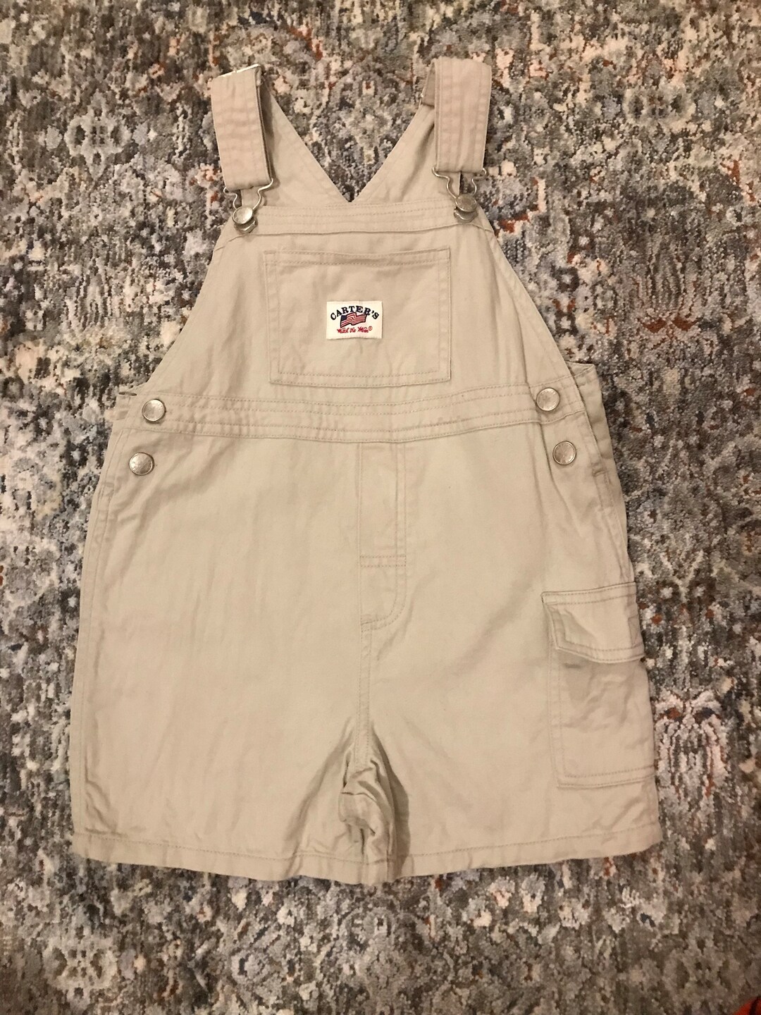 Vintage Carter’s Watch the Wear Beige Shortalls, Kids Short Overalls ...
