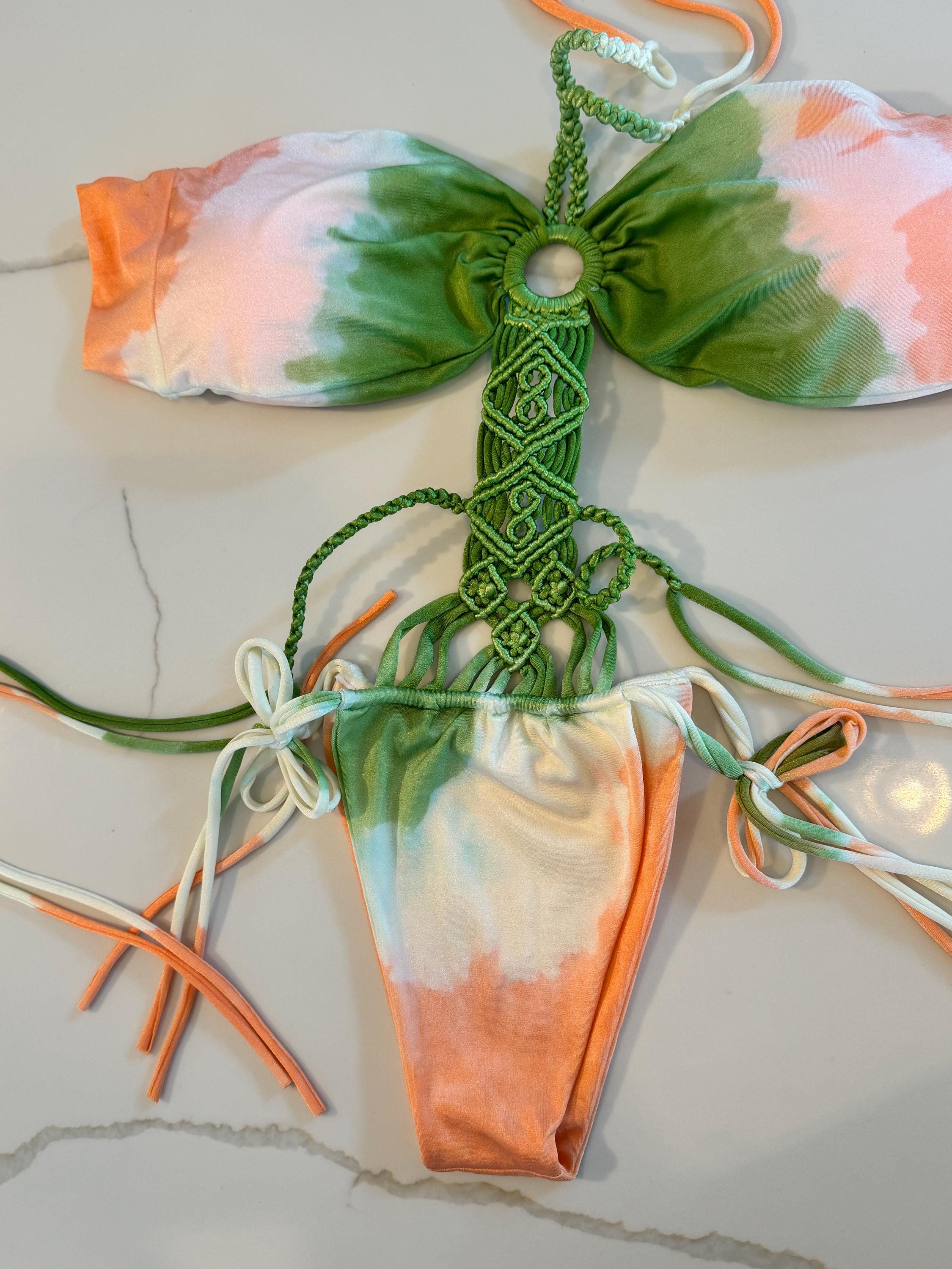 Macrame Swimsuit Bikini 2 Pieces | Handmade Macrame Swimsuit | Swimsuit ...