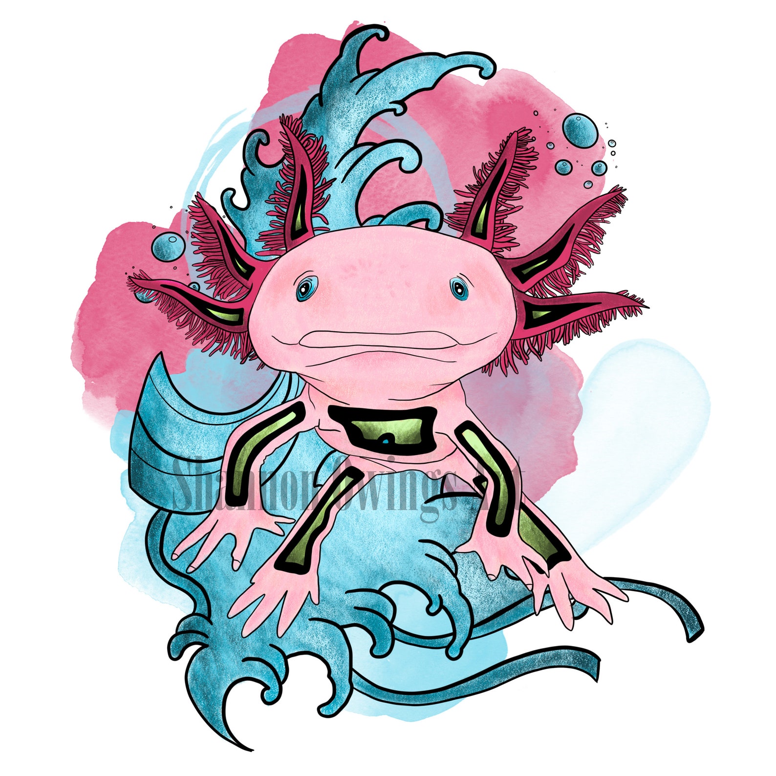 Axolotl Art Print Colorful Axolotl Art Unique and Original | Etsy