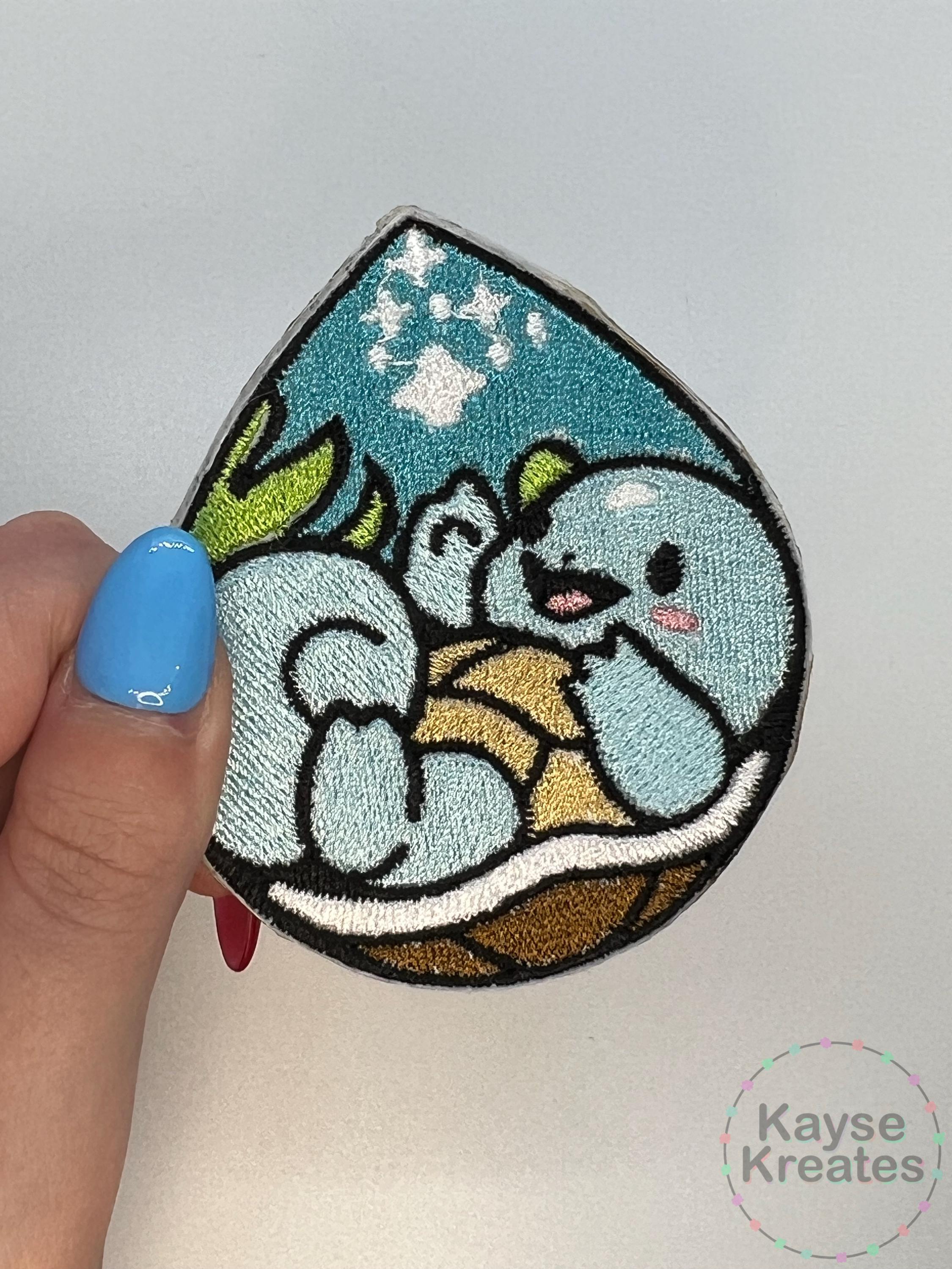 Squirtle Pokémon Iron-on Patch, Eevee Evolution, Machine Embroidery ...