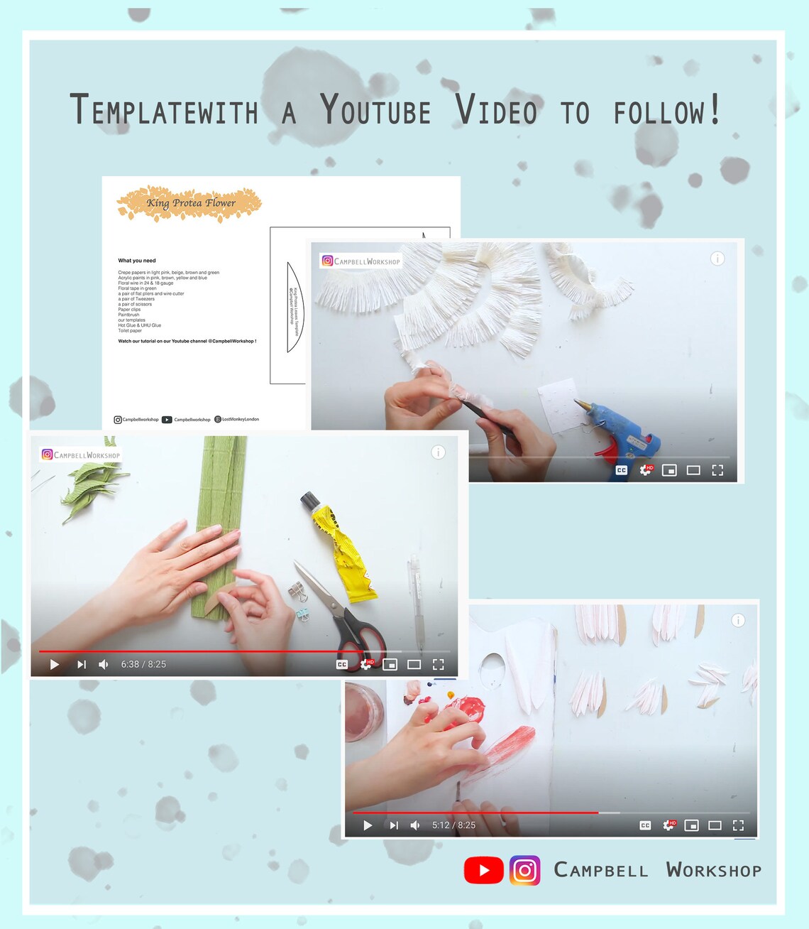 Digital Template Handmade Crepe Paper King Protea Flower - Etsy