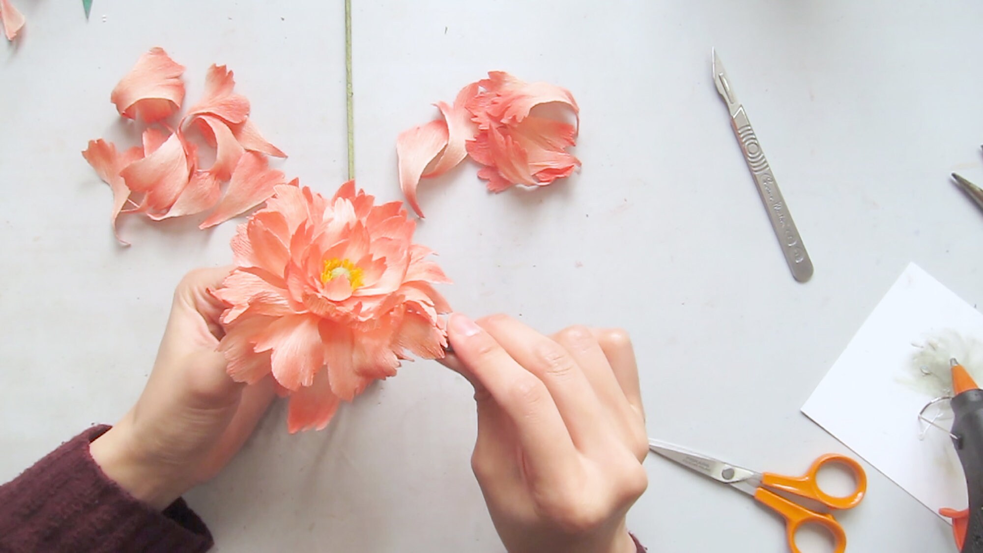 DIY KIT Handmade Crepe Paper Tree Peony Flower's Kit - Etsy