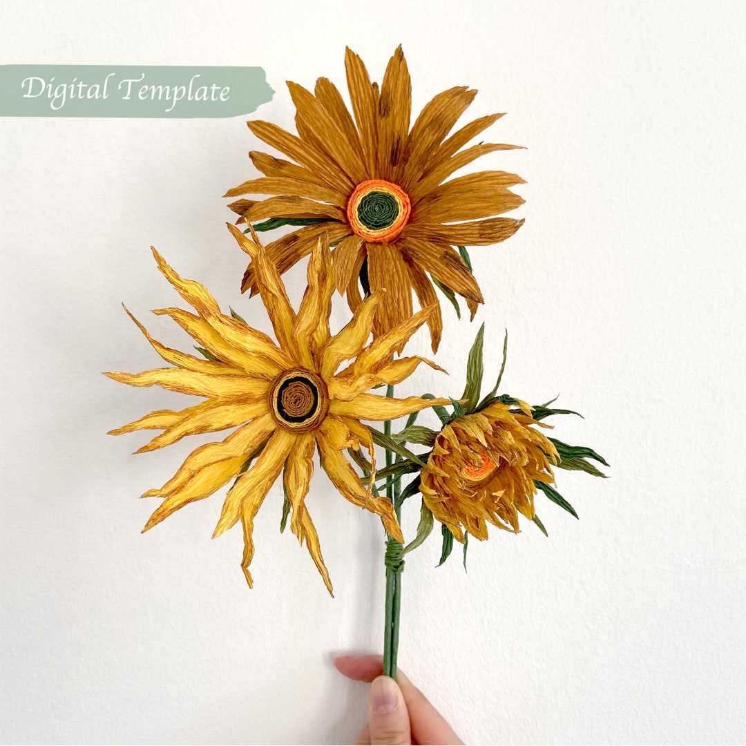 Crepe Paper Van Gogh's Sunflowers Digital Template With Video Tutorial ...