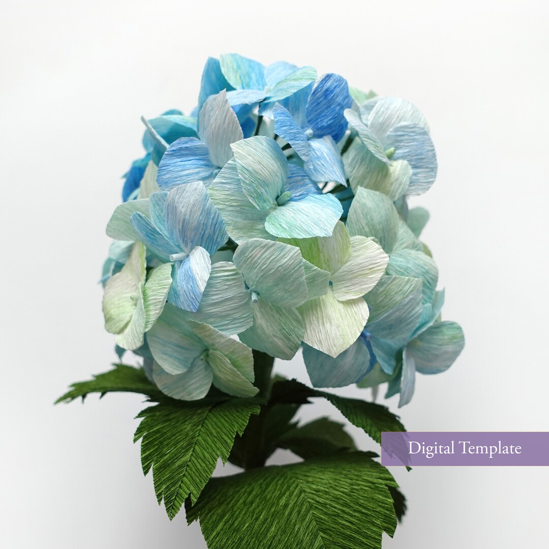 Digital Template Handmade Crepe Paper Hydrangea Digital Template With ...