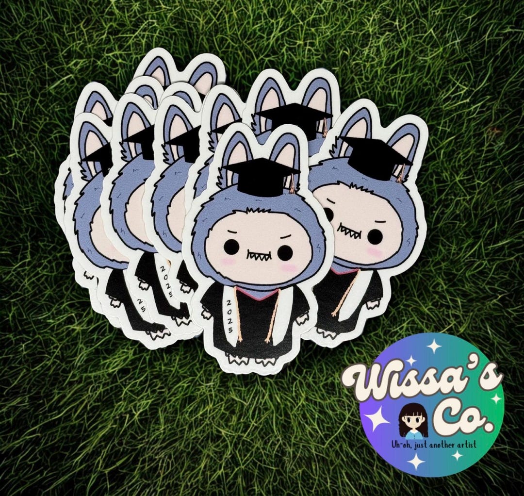 The Monster Labubu Graduation Vinyl Sticker - Etsy