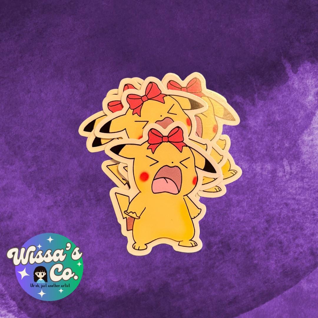 Screaming Pikachu With Bow Vinyl Sticker - Etsy
