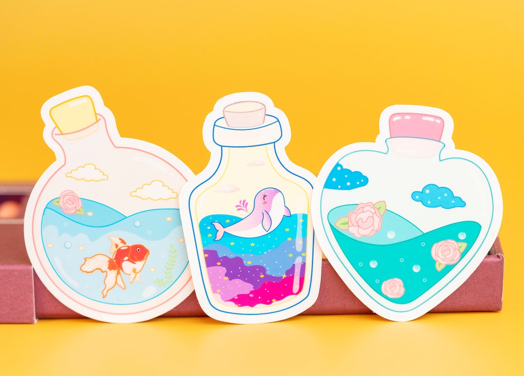 Aesthetic Bottle Sticker Pack-vinyl Stickers-waterproof Stickers-cute ...