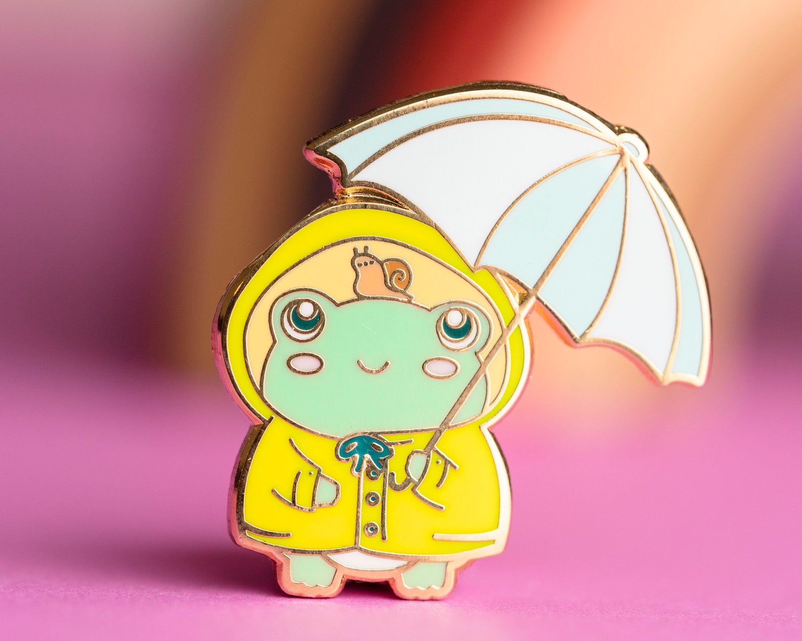 Frog Enamel Pin, Froggy Enamel Pin, Raincoat Frog Pin, Happy Little ...