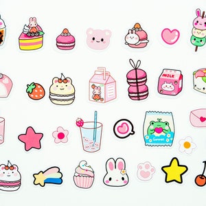 30 Stickers Pack Pink Kawaii Stickers Cute Sticker Set Die Cut ...