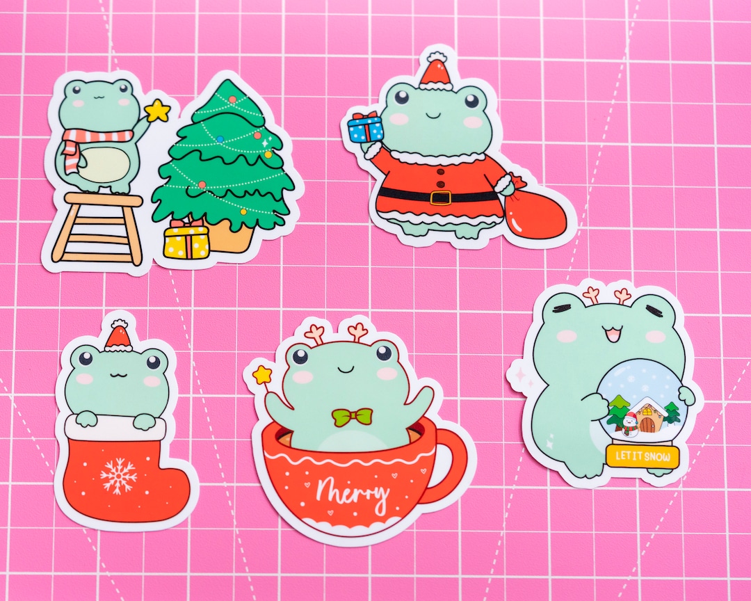 5 Froggy Stickers Set, Christmas Sticker Bundle, Christmas Gift ...