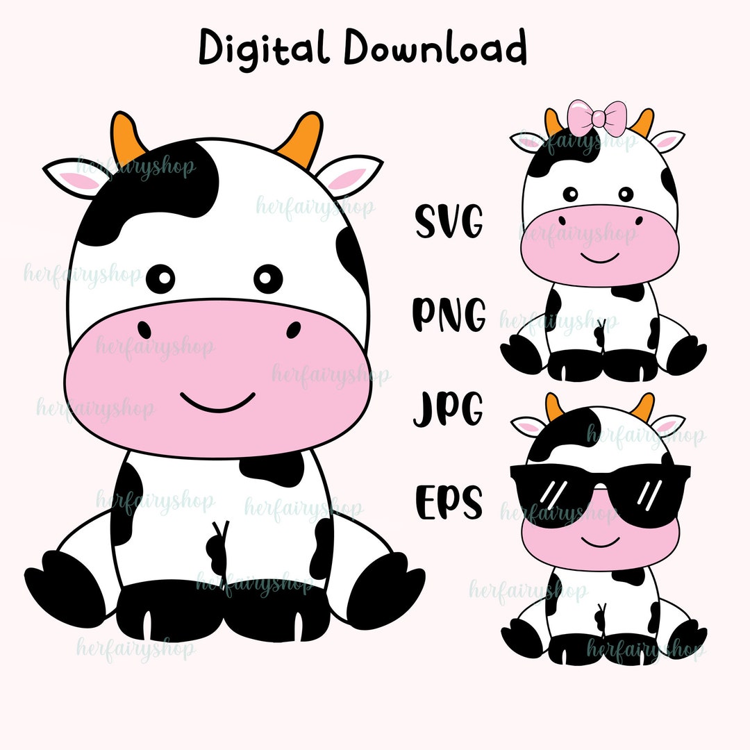Cute Cow Svg, Baby Cow Svg, Cow Svg, Cow Print Svg, Kid Farm, Boy Girls ...