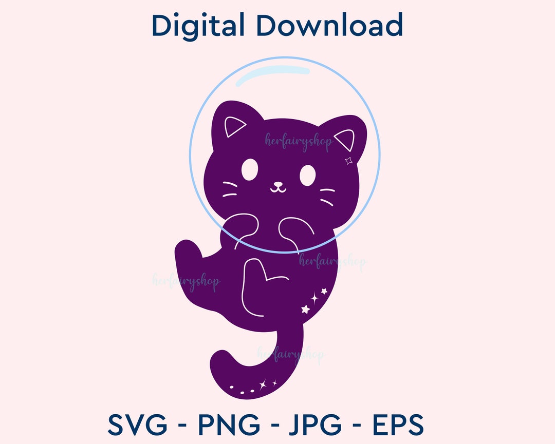 Space Cat SVG, Cat SVG Files for Silhouette Cameo & Cricut, Galaxy Star ...