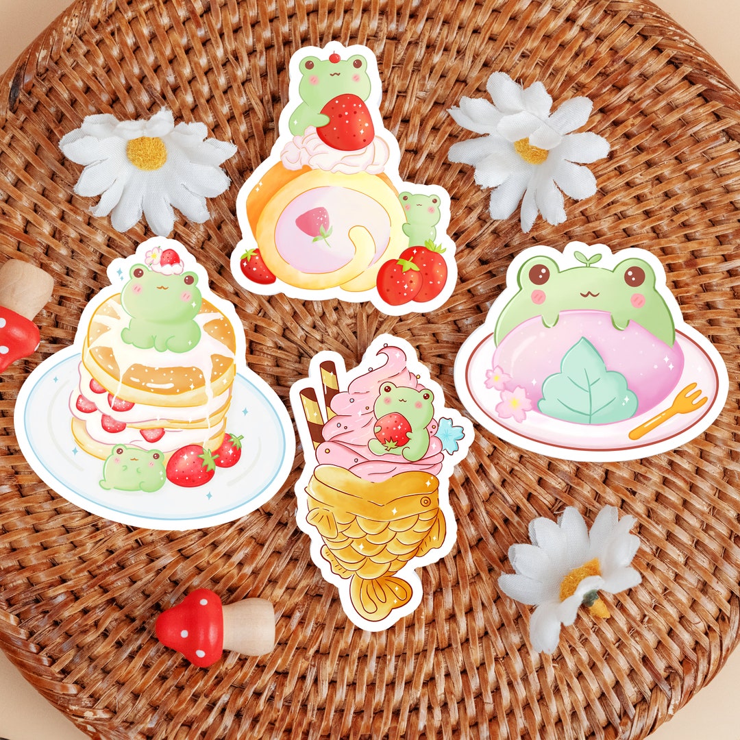 Frog Sticker Pack Set 4, Cute Frog Stickers, Laptop Stickers, Kawaii ...