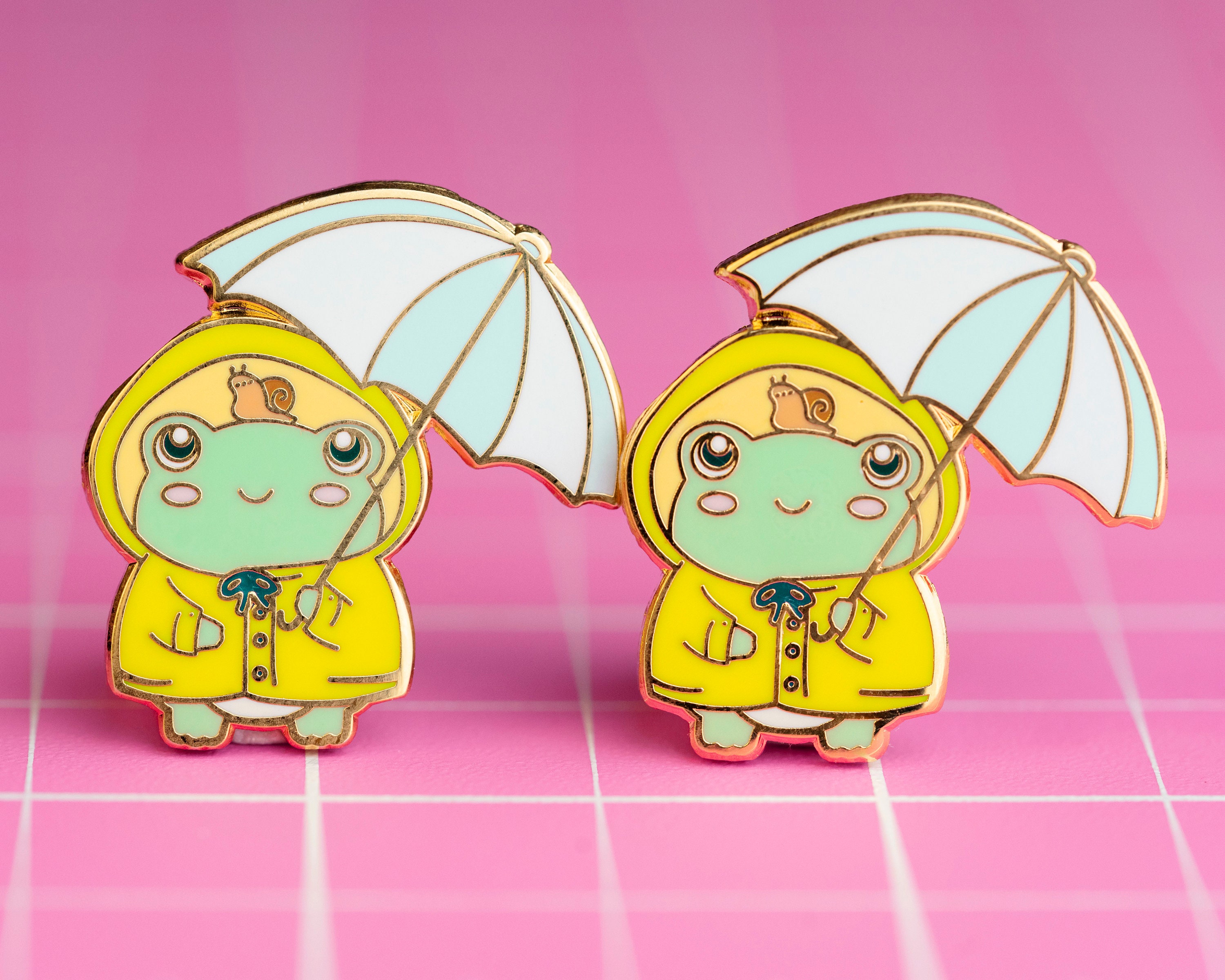 Frog Enamel Pin, Froggy Enamel Pin, Raincoat Frog Pin, Happy Little ...