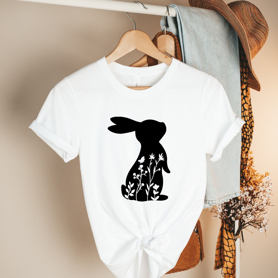 SVG Spring Rabbit Easter Bunny Flowers Floral Bunny SVG - Etsy