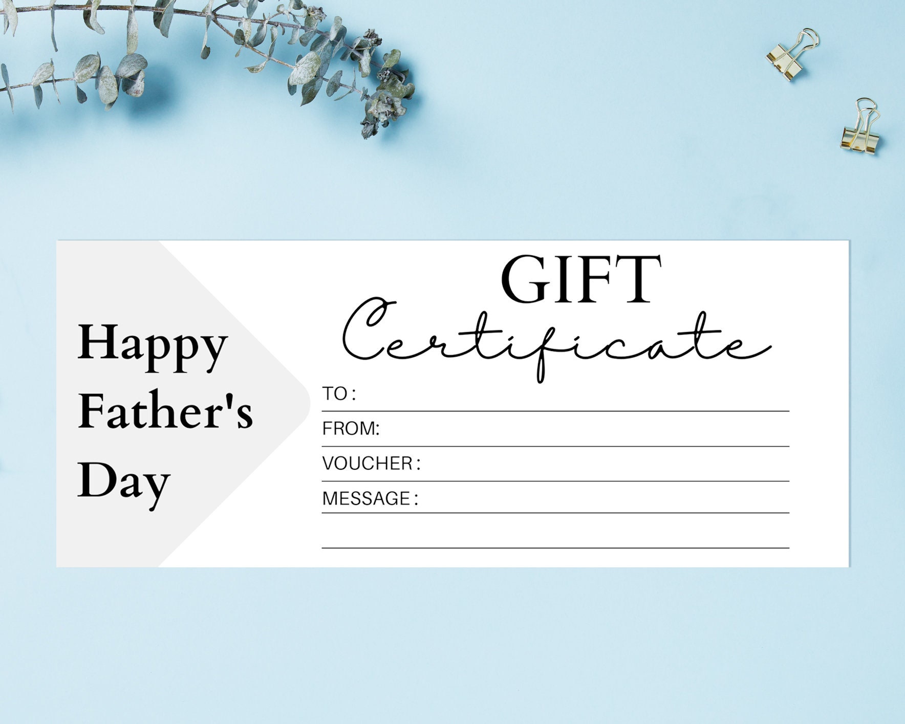 Printable Father's Day Gift Certificate Template, Gift Voucher, Gift ...