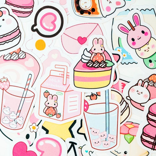 30 Stickers Pack Pink Kawaii Stickers Cute Sticker Set - Etsy
