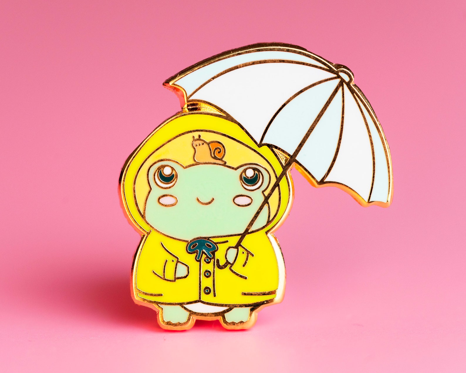 Frog Enamel Pin, Froggy Enamel Pin, Raincoat Frog Pin, Happy Little ...