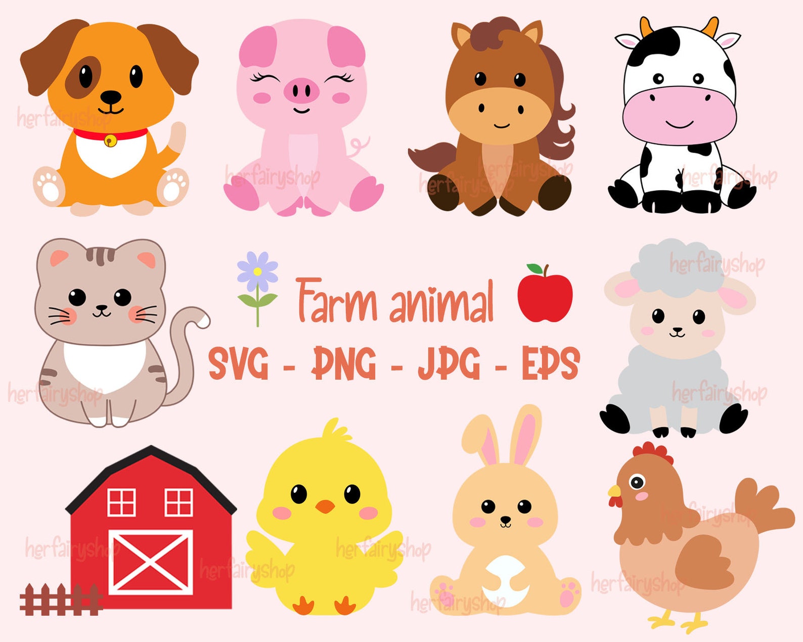Farm Animals Svg Animal Cut File Birthday Svg Bundle Farm - Etsy