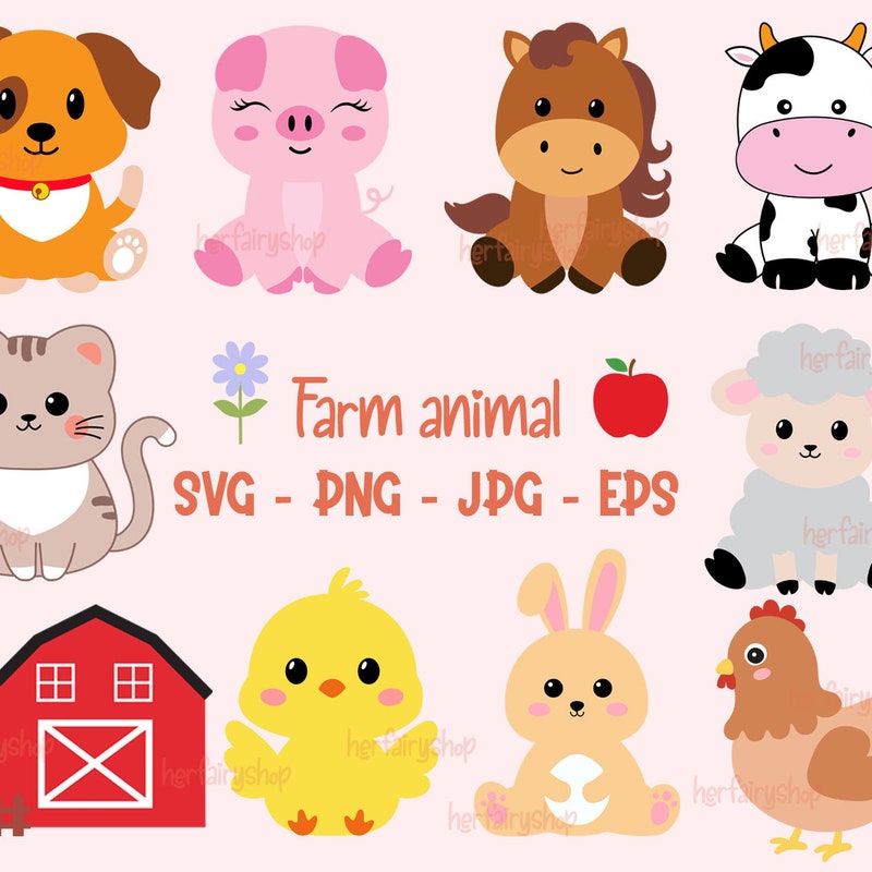 Cute Farm Animals Svg - Etsy