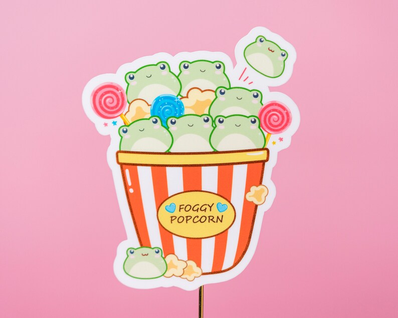 Froggy Sticker Popcorn Frog Cute Frog Stickers Journal - Etsy