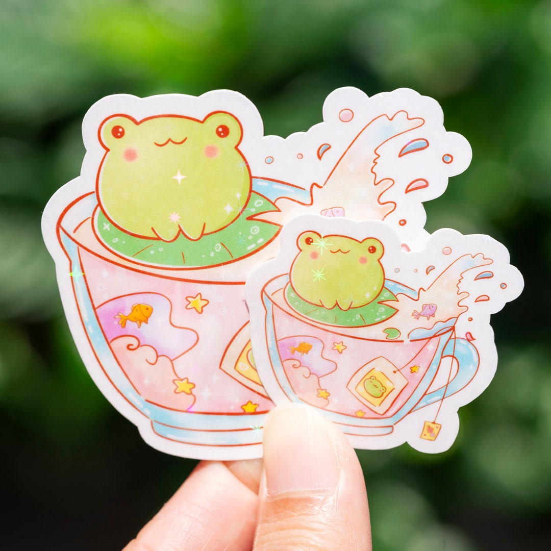Holographic Frog Sticker - Vinyl Sticker - Kawaii Frog Sticker - Matte ...