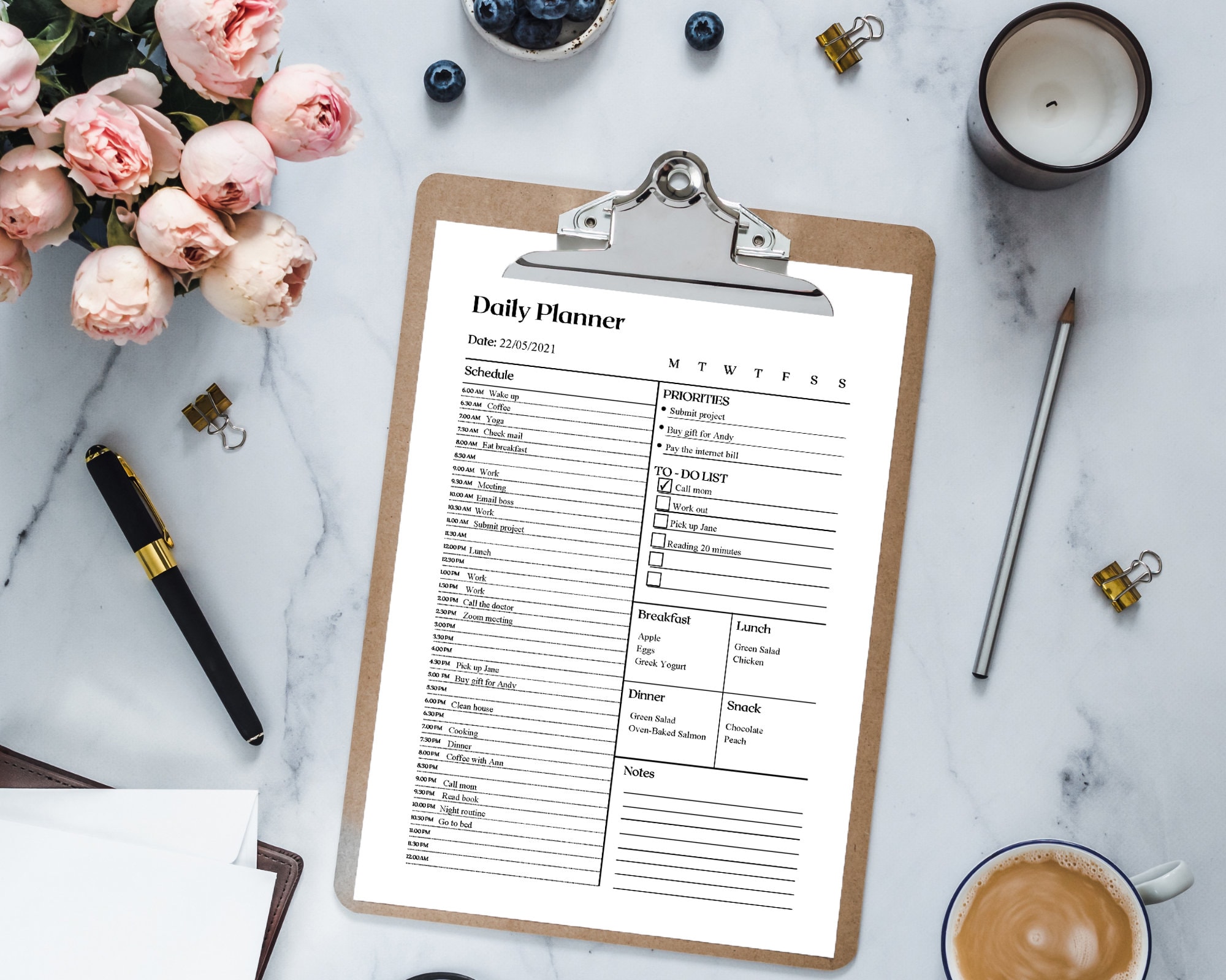 Daily Planner (half-hour) | Schedule Routine I Hourly Planner I Daily ...