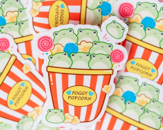 Froggy Sticker Popcorn Frog Cute Frog Stickers Journal - Etsy