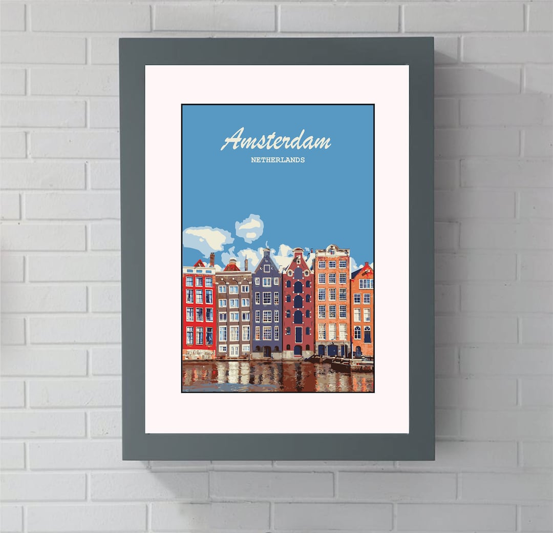 Vintage Style Amsterdam Print in A4 or A3 - Etsy