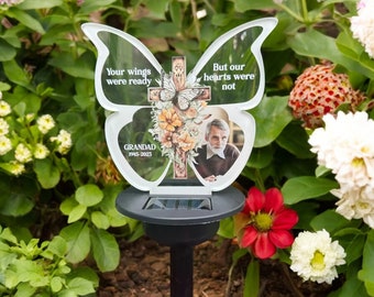 Personalised Angel Grave Marker, Garden Memorial Sign Solar Light up ...