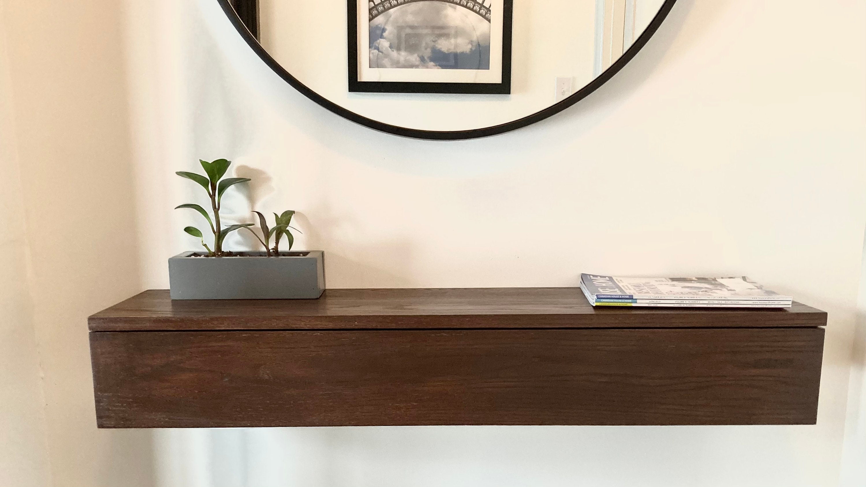 Solid Oak Floating Console With 1 Drawer - Etsy Canada