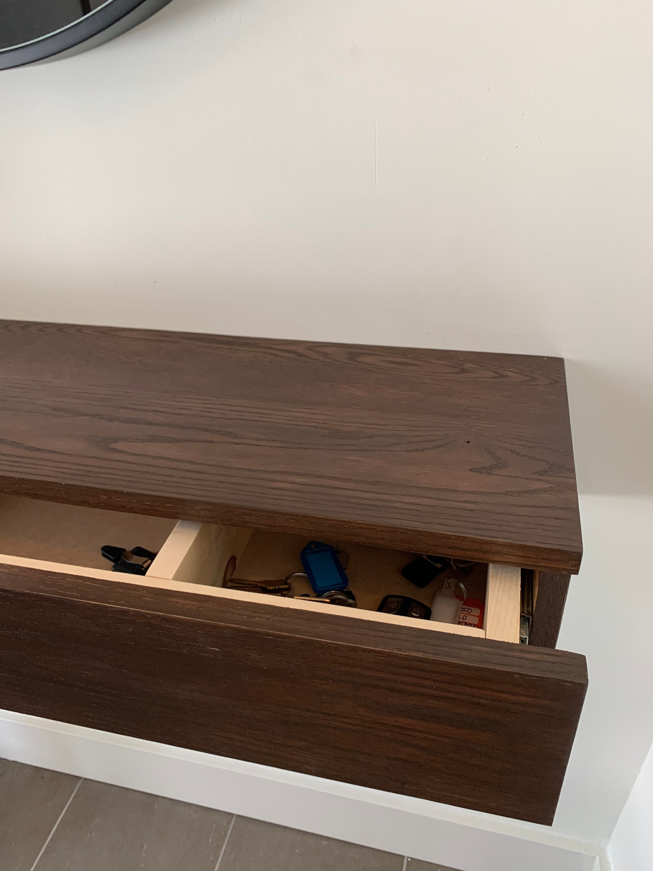 Solid Oak Floating Console With 1 Drawer - Etsy Canada