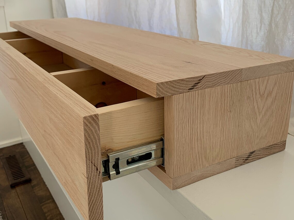 Solid Oak Floating Console With 1 Drawer - Etsy Canada