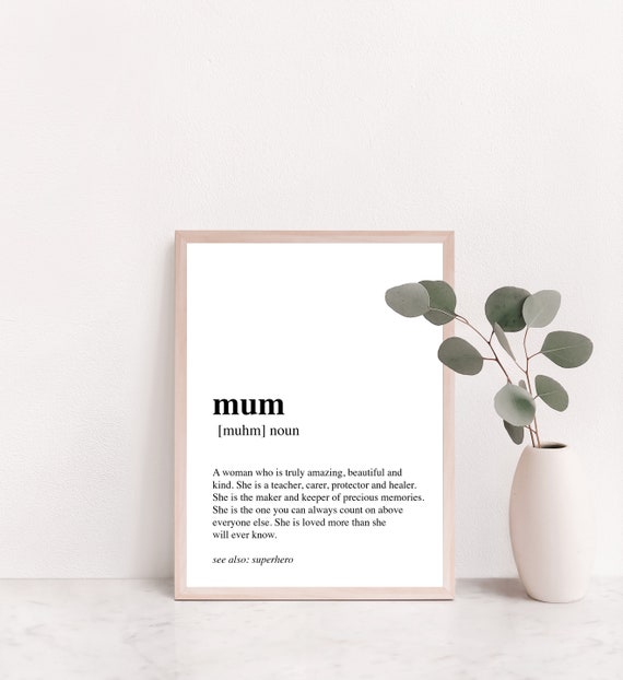 Mum Definition Print Wall Art Home Prints Bedroom Print | Etsy UK