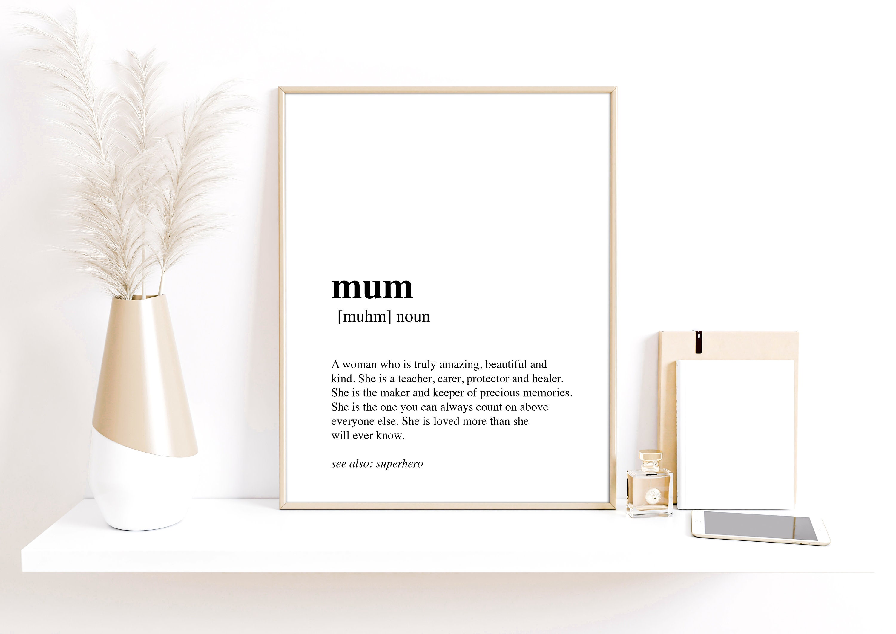 Mum Definition Print, Wall Art, Home Prints, Bedroom Print, Minimalist ...