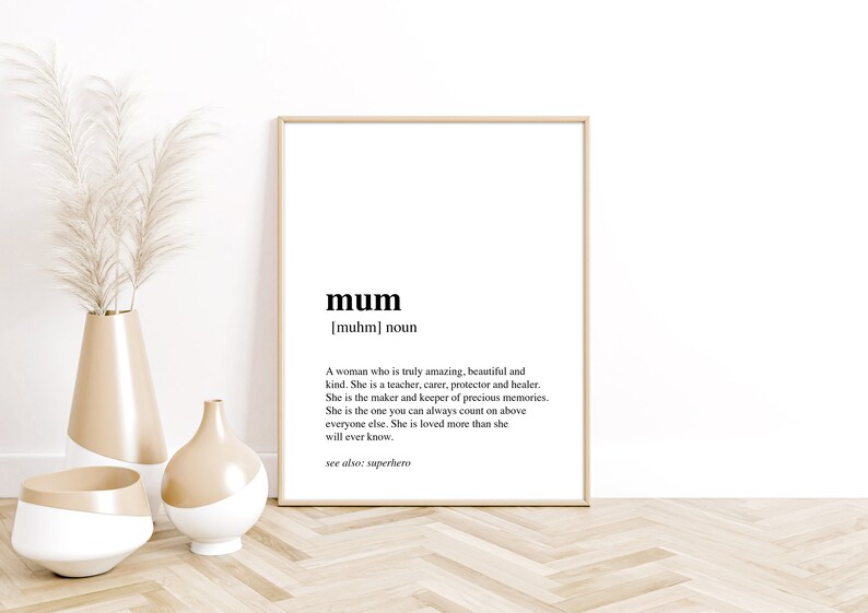 Mum Definition Print, Wall Art, Home Prints, Bedroom Print, Minimalist ...