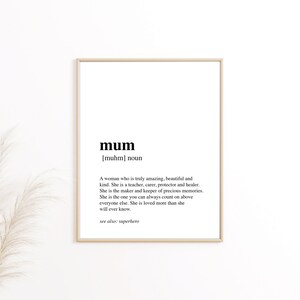 Mum Definition Print, Wall Art, Home Prints, Bedroom Print, Minimalist ...