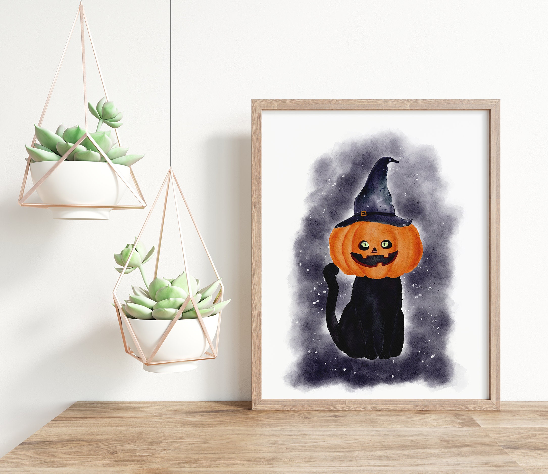 Halloween Wall Art, Black Cat Printable Poster, Halloween Poster ...