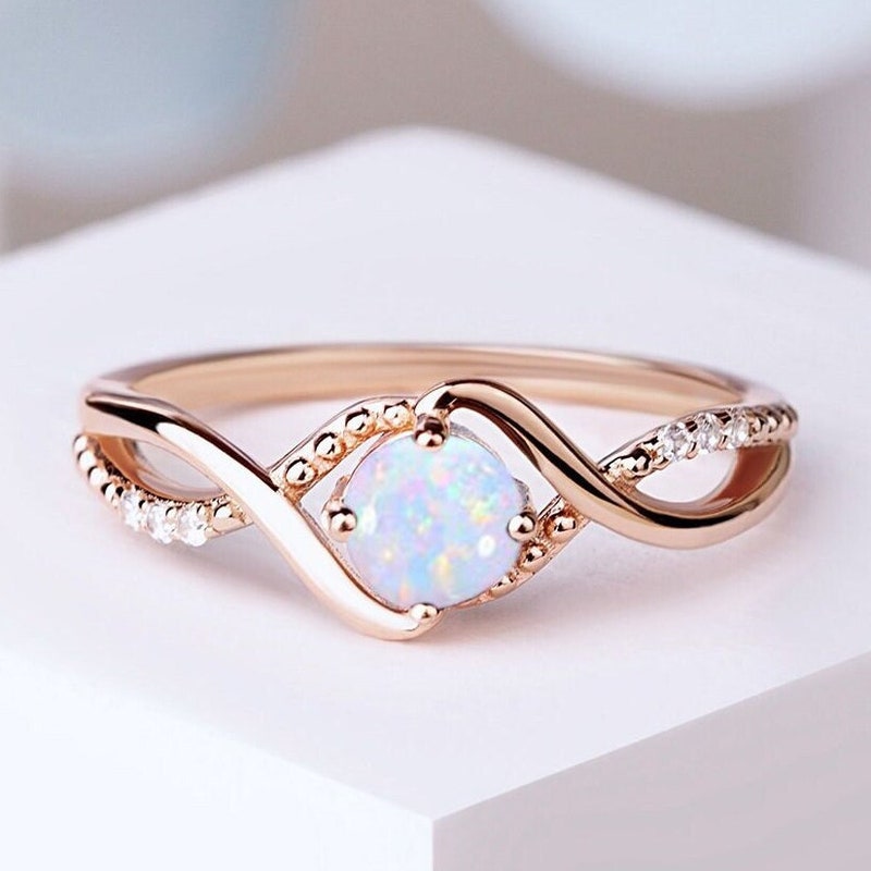 Rose Gold Opal Crown Ring - Etsy