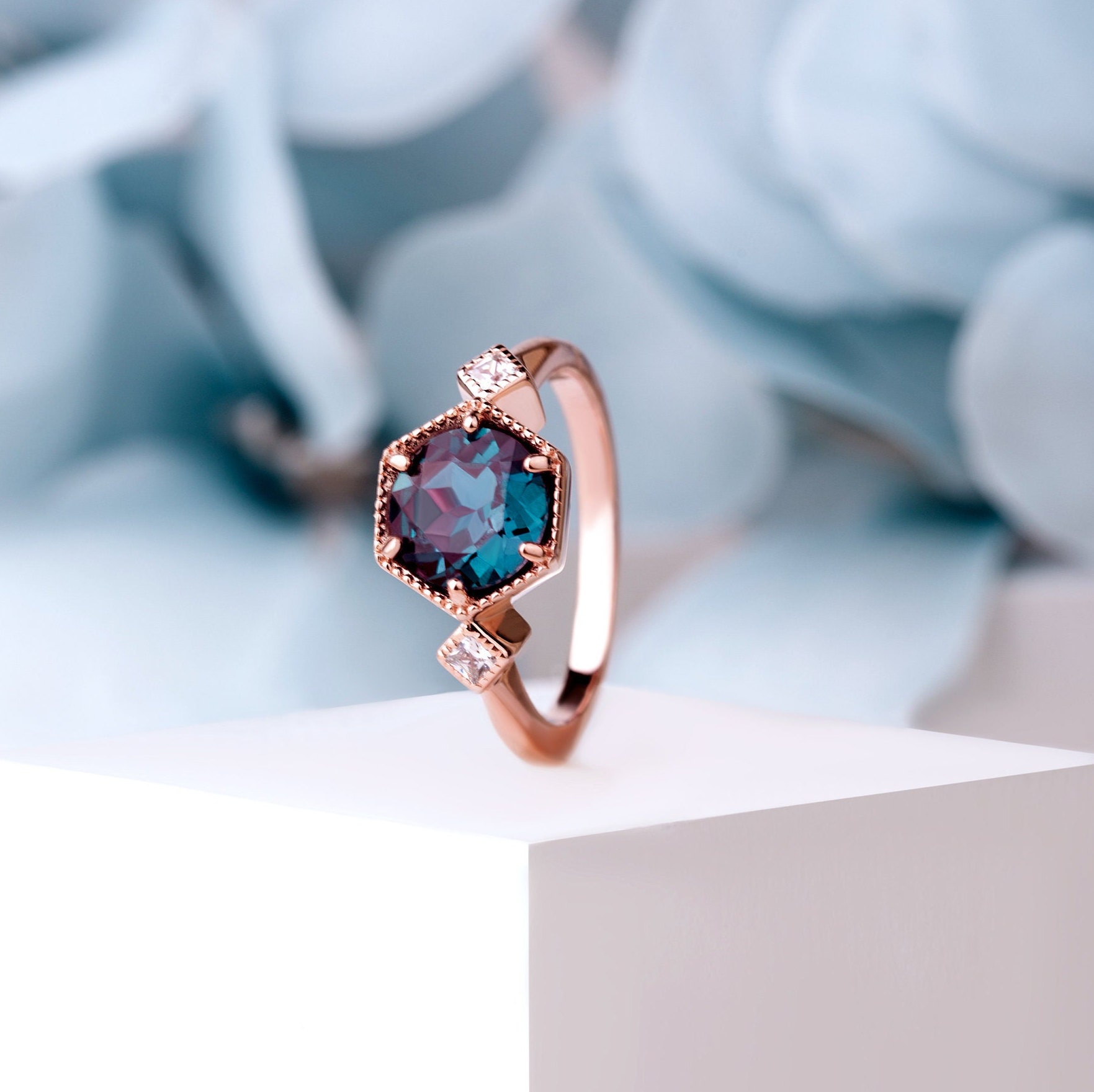 Alexandrite Vintage Promise Ring Unique Bridal Ring - Etsy