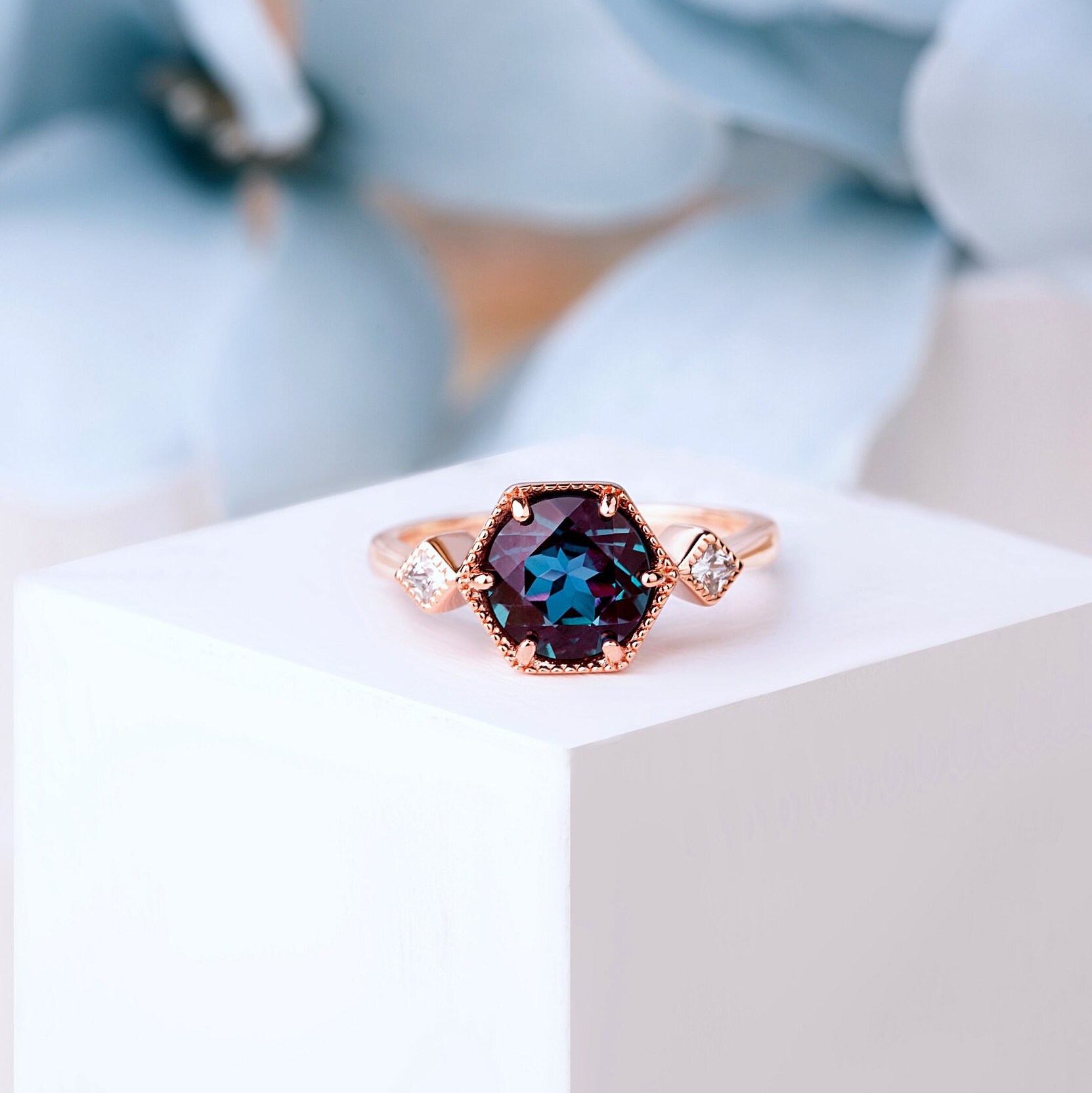 Alexandrite Vintage Promise Ring Unique Bridal Ring - Etsy