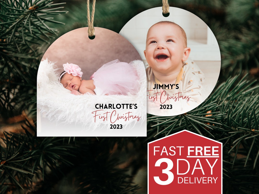 Babys First Christmas Ornament 2024, First Christmas Photo Ornament ...