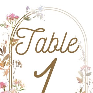 Printable Table Numbers, Rustic Chic Table Numbers, Floral Table Number ...