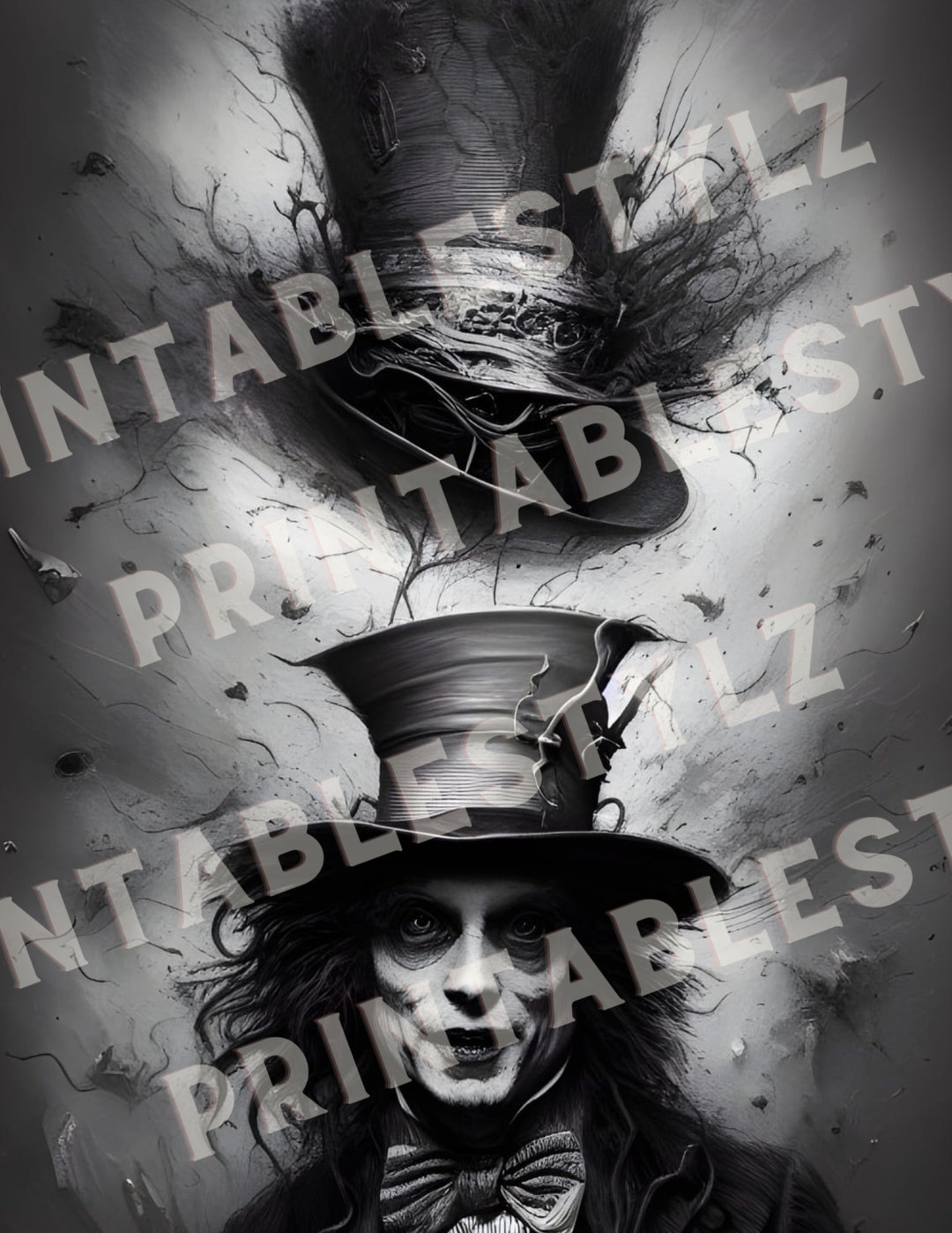 Original Mad Hatter Wall Art, Perfect for Halloween Two Sizes in PDF ...