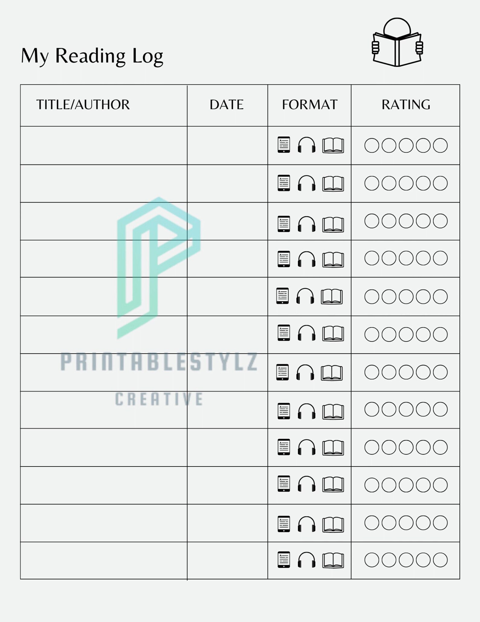 Printable PDF Reading Log Tracker 8.5x11 - Etsy
